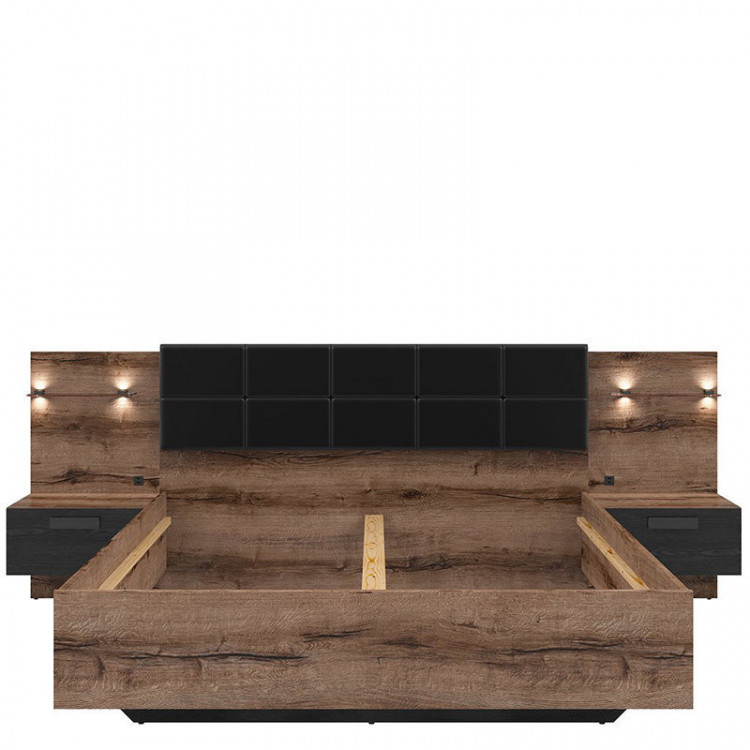 LOZ/160/A KASSEL BRW Bed with Storage and built-in Bedside Tables in London, UK | S4U Trade LTD