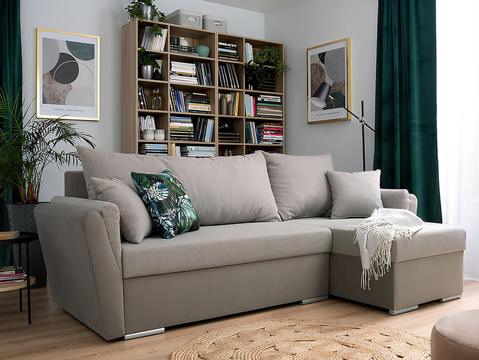 GALUN LUX 2DL BRW Corner Sofa Bed Beige | European Modern Furniture Store in London, UK ...